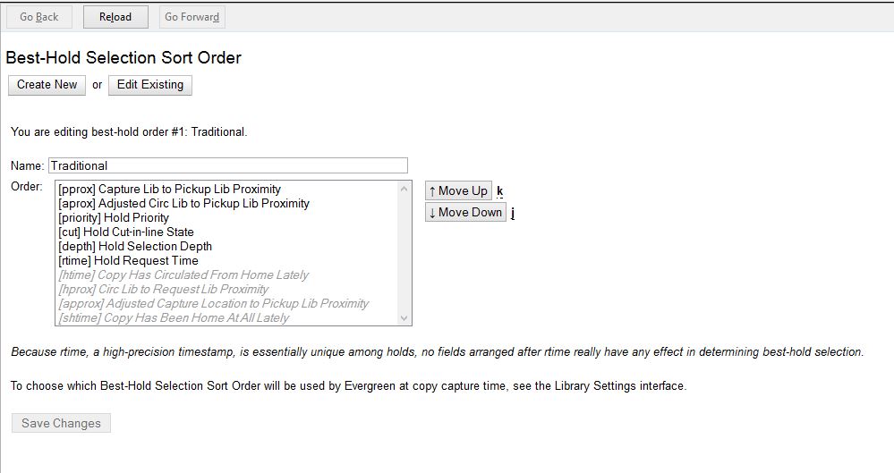 Create a New Best-Hold Selection Sort Order